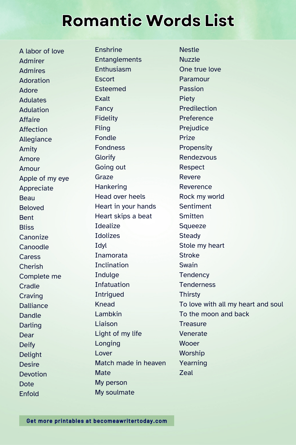 Cute Words List Sight Words List 1 20